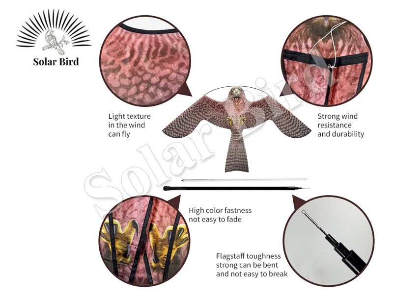 Flying Hawk Kite Bird Repellent With 6m Extendable Telescopic Pole ...